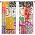 Boho Patchwork Curtains,Spring Colorful Wildflower Farmhouse Bohemian ...