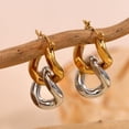 18K Gold Plated Two Tone Chain Earrings for Women Drop Dangle Gold and ...