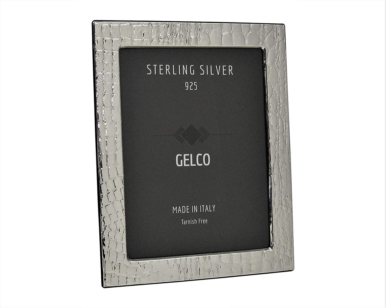Gelco Italian 925 Sterling Silver & Wooden Leather Design Picture Frame ...