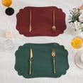 4/6Pcs Black Red Placemats Large Rectangular Table Mats Shaped Faux ...