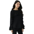 Scoop Women’s Long Sleeve Ruffle Top - Walmart.com