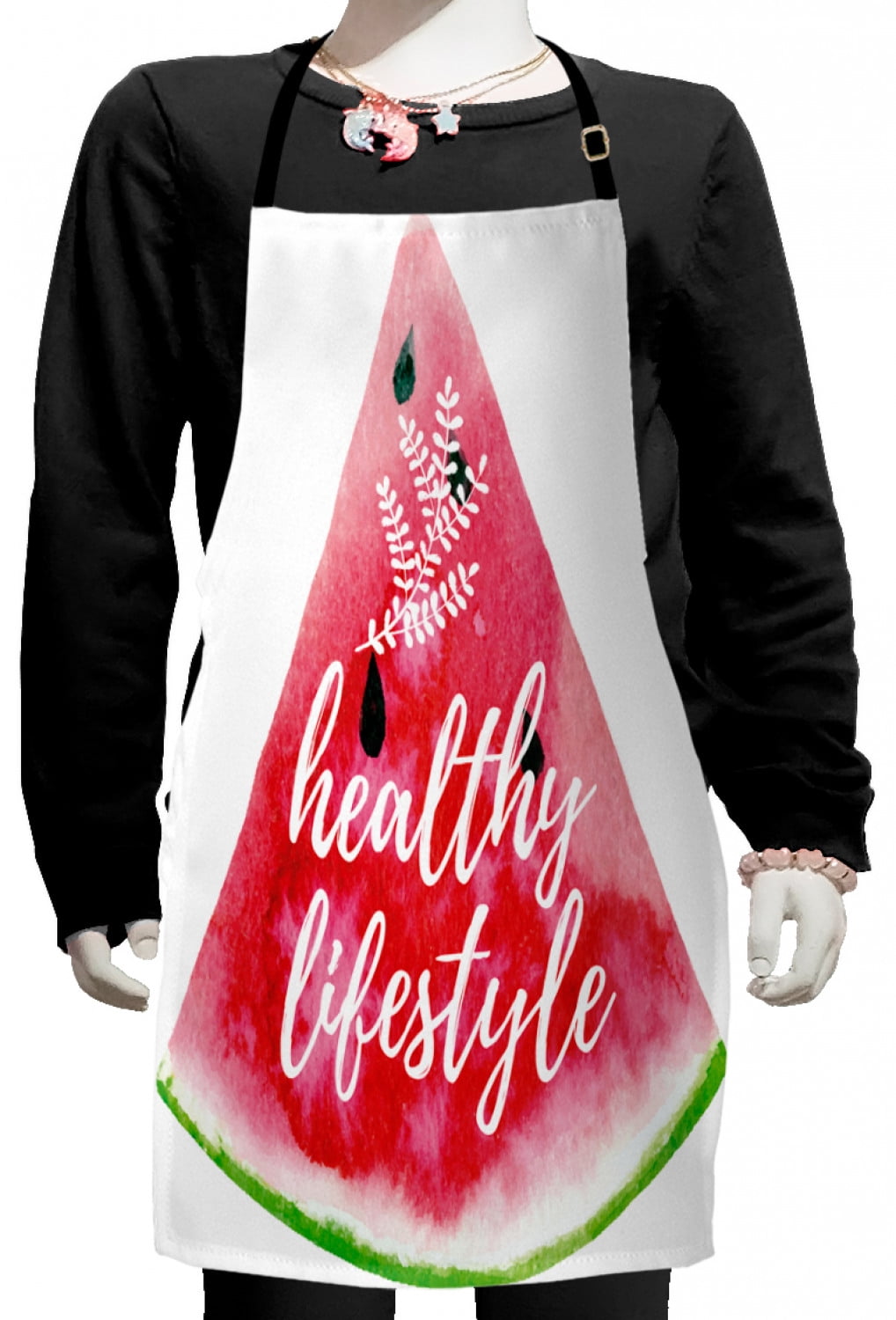 Fitness Kids Apron, Healthy Lifestyle Themed Words on Vivid Hand Drawn ...