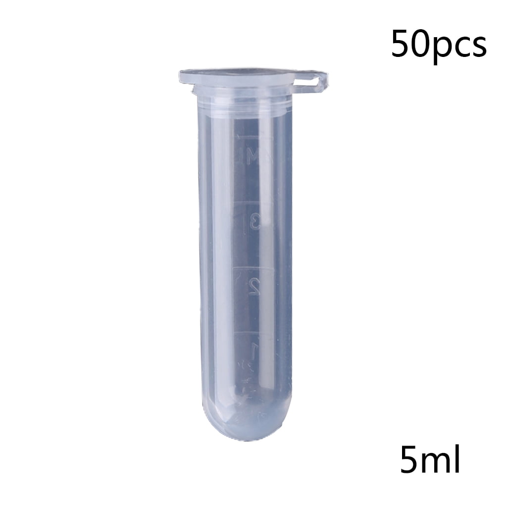 Whoamigo New 50Pcs 5ml Plastic Clear Snap Cap Centrifuge Tubes Vials ...