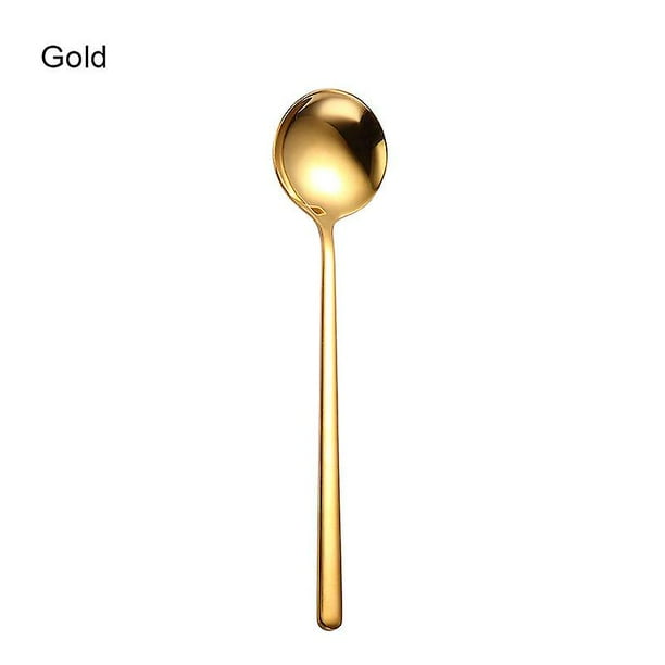 GoldStainless Steel Spoon Korean Style Spoon Household Exquisite Long ...