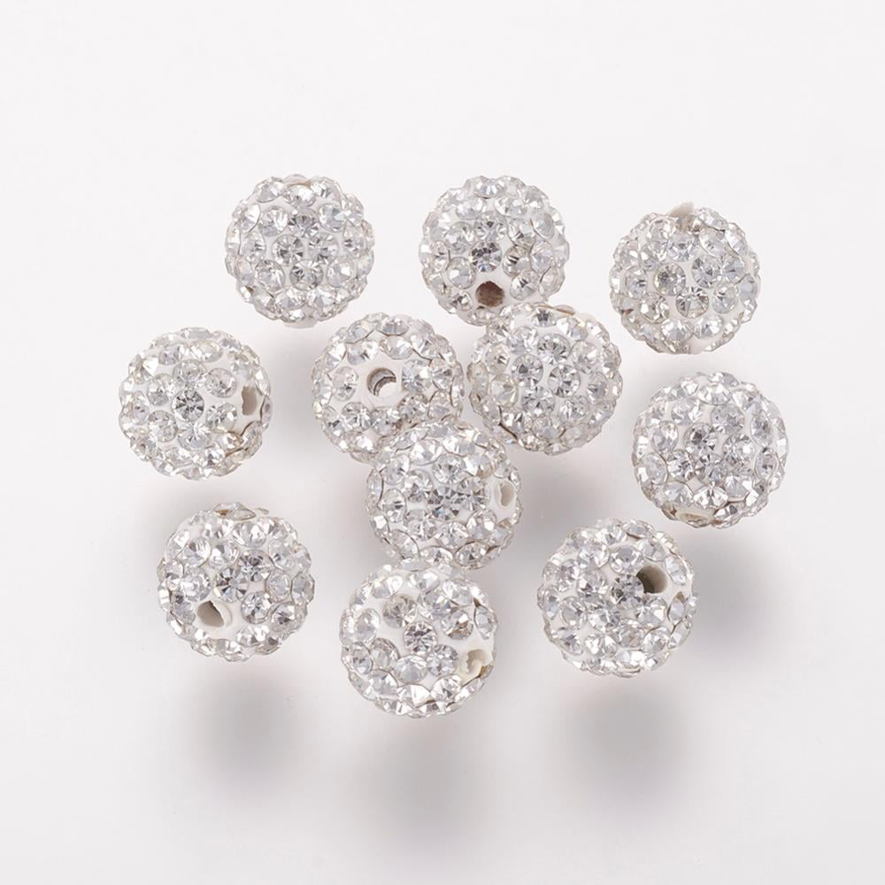 50pcs Polymer Clay Rhinestone Beads Grade A Round Pave Disco Ball Beads ...