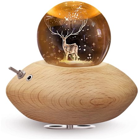 Wooden Music Box, Crystal Ball Music Box,Mechanical music box ,LED ...