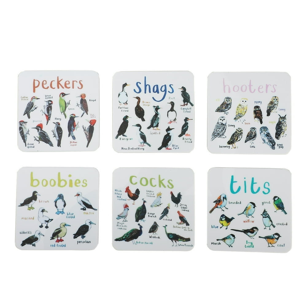 Click here for Mesase Bird Pun Coasters 6pcs Acrylic Quare Coaste... prices