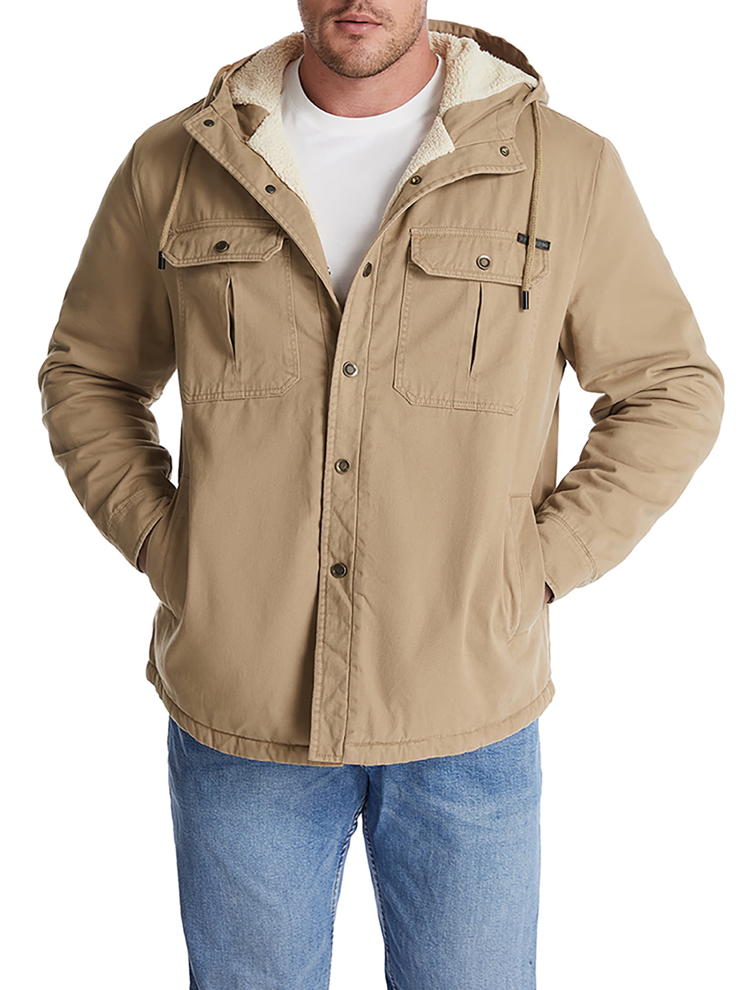 DYMADE Men Winter Warming Plush Hooded Thin Puffer Jacket Coat ...