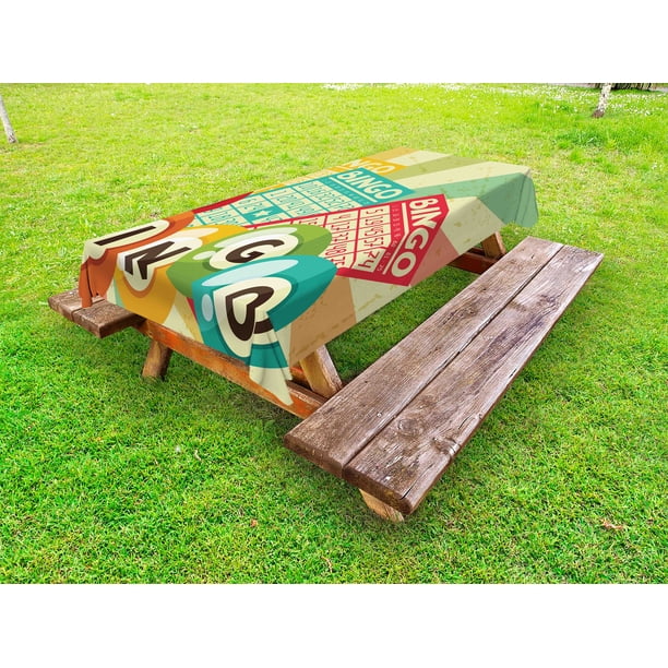 Vintage Outdoor Tablecloth, Bingo Game with Ball and Cards Pop Art ...