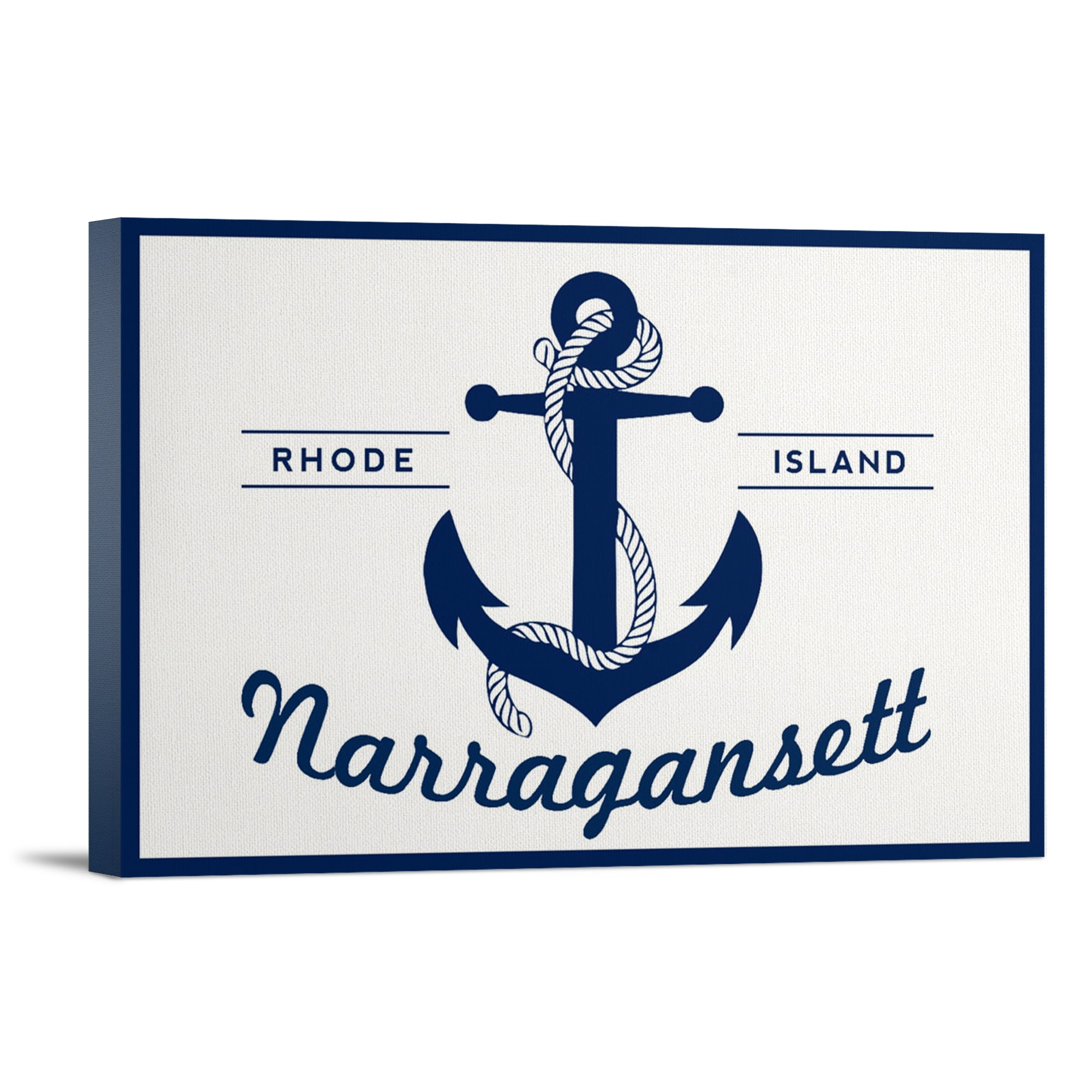 Narragansett, Rhode Island, Anchor Design, (12x18 Wrapped Canvas, Wall ...