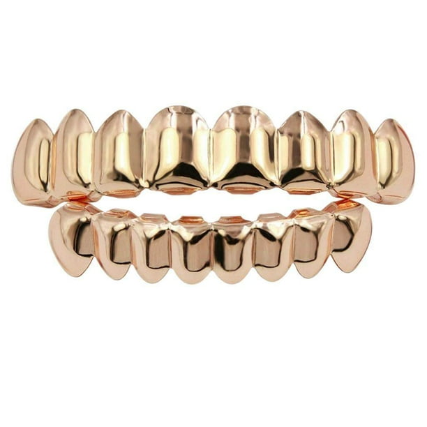 pitrice 18K Hip-Hop Top/Bottom Mouth Teeth Grills Unisex Rose Gold ...