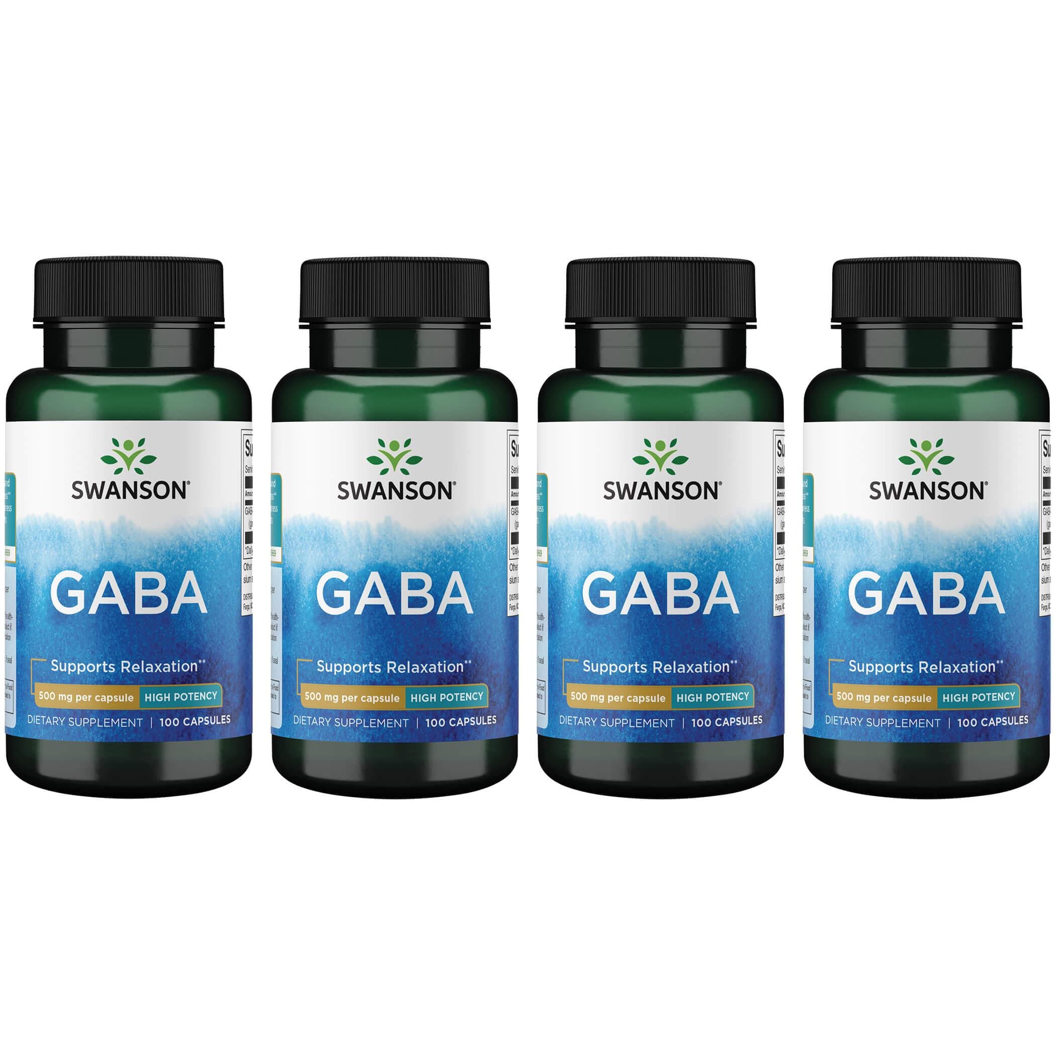 Swanson Gaba - High Potency 500 mg 100 Caps 4 Pack - Walmart.com