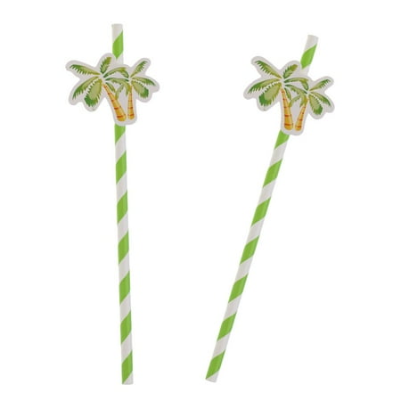 Coconut Tree Paper Straws ,Coconut Tree Straws,Luau Tropical,Striped ...