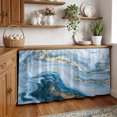 Blue Gradient Marble Cabinet Curtains 32" W x 55" L Abstract Gold White ...