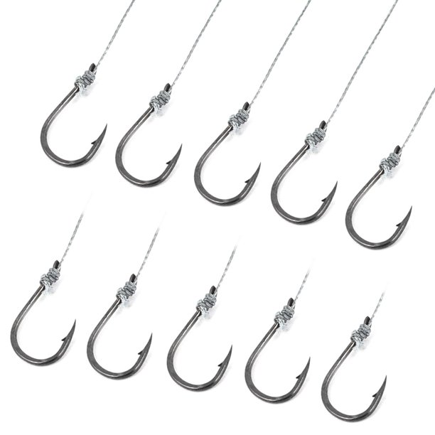 Unique Bargains 10pcs 5# Metal Eyeless Sharp Barb Wire Leader Fish ...