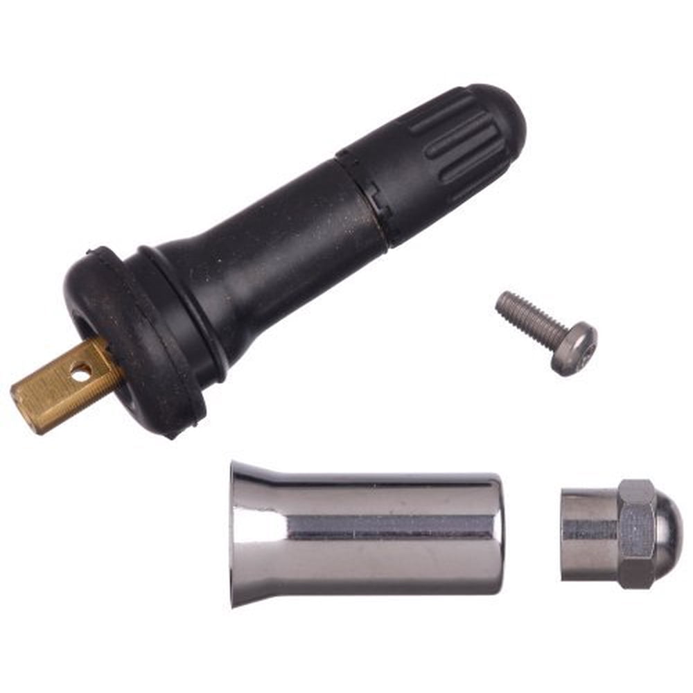 Schrader 22008 TPMS Rubber Snap-in Valve with Chrome Sleeve and Cap ...