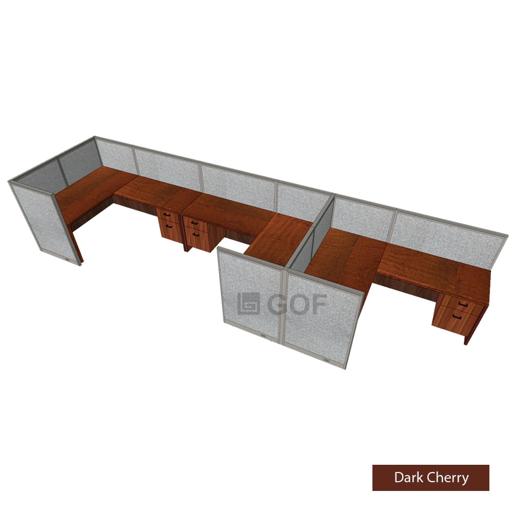 GOF 3 Person Workstation Cubicle (5’D x 18’W x 4’H) / Office Partition ...