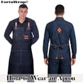Chef Apron for Men Women with Pockets,Cross Back Cotton Canvas Plus ...