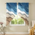 Blue Brown Ombre Sheer Curtains Swag Valances for Windows Blue Gradient ...