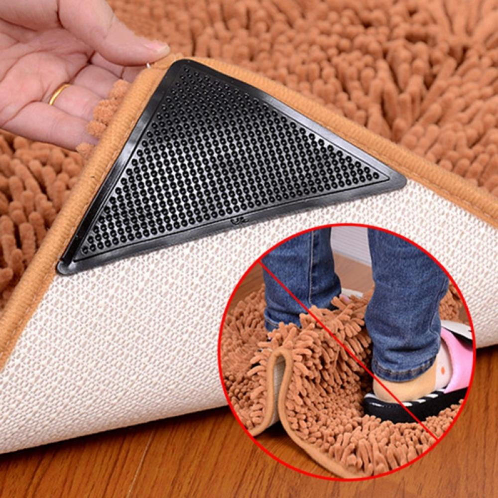 4 Pcs Adhesive Grippers for Rug, Dual Sided Non Slip Rug Tape Rug ...