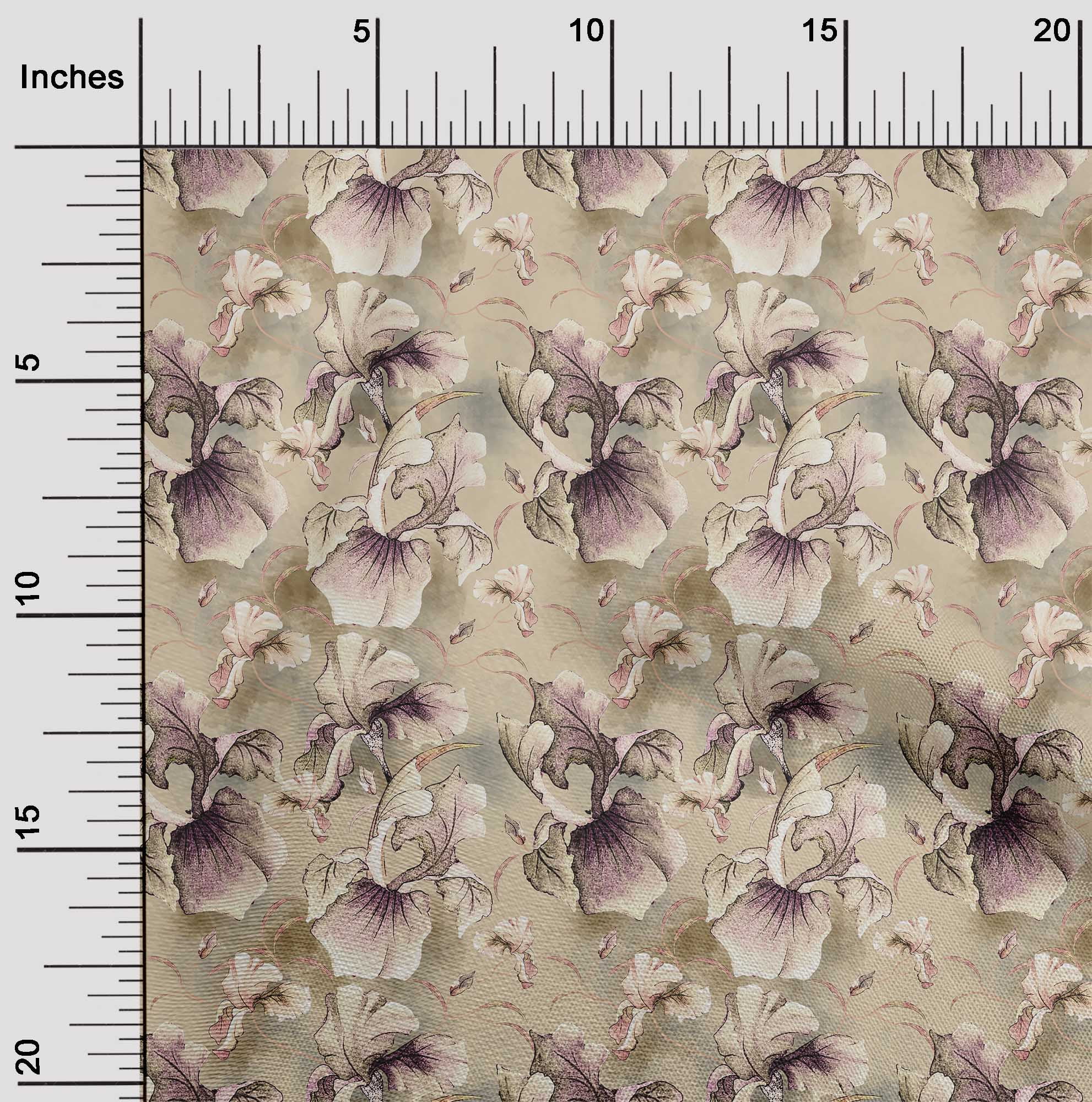 oneOone Cotton Poplin Light Brown Fabric Florals Fabric For Sewing ...