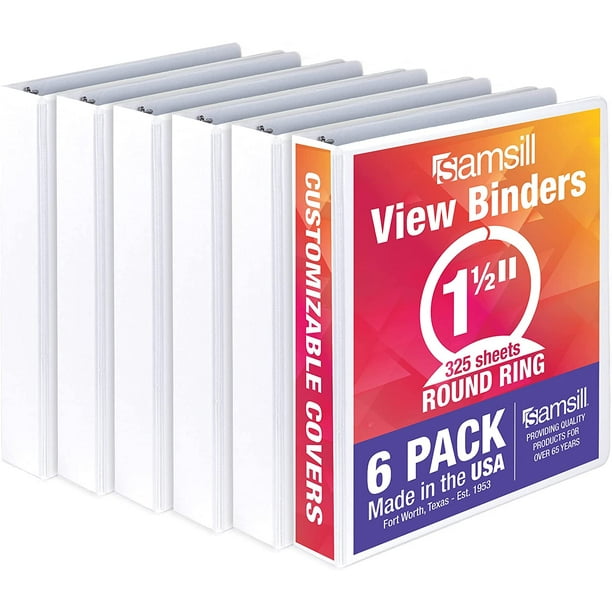 Samsill Economy 1.5 Inch Round Ring White Binder, Customizable Clear ...