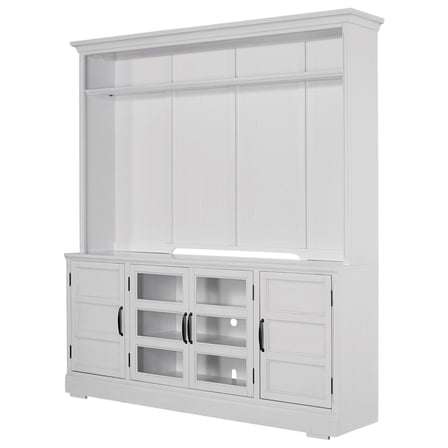 Pemberly Row Modern Wood TV Console with Hutch Back Panel in Denim ...