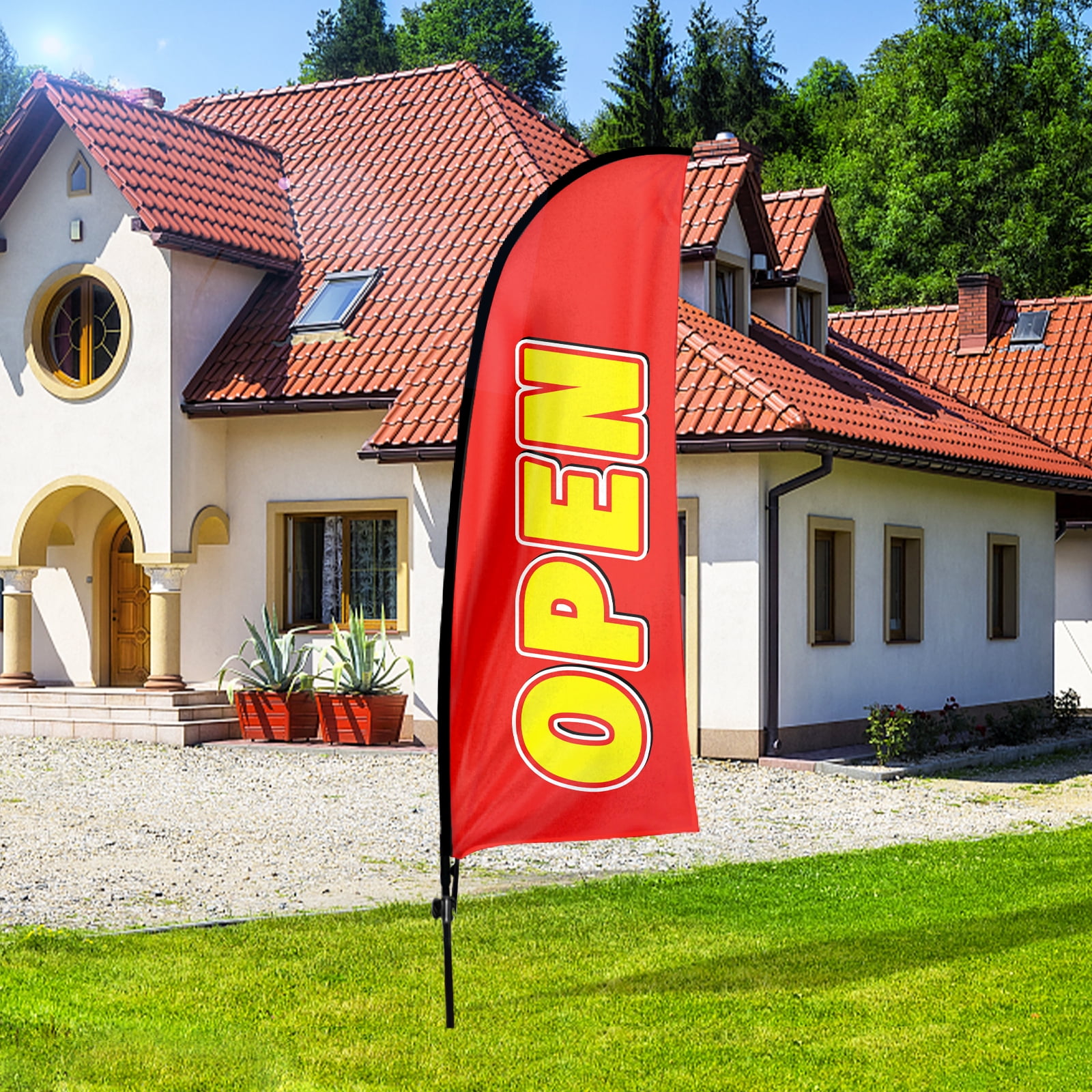 QSUM Open Sign Feather Flag with Pole Kit,7FT Open Decoration Display ...