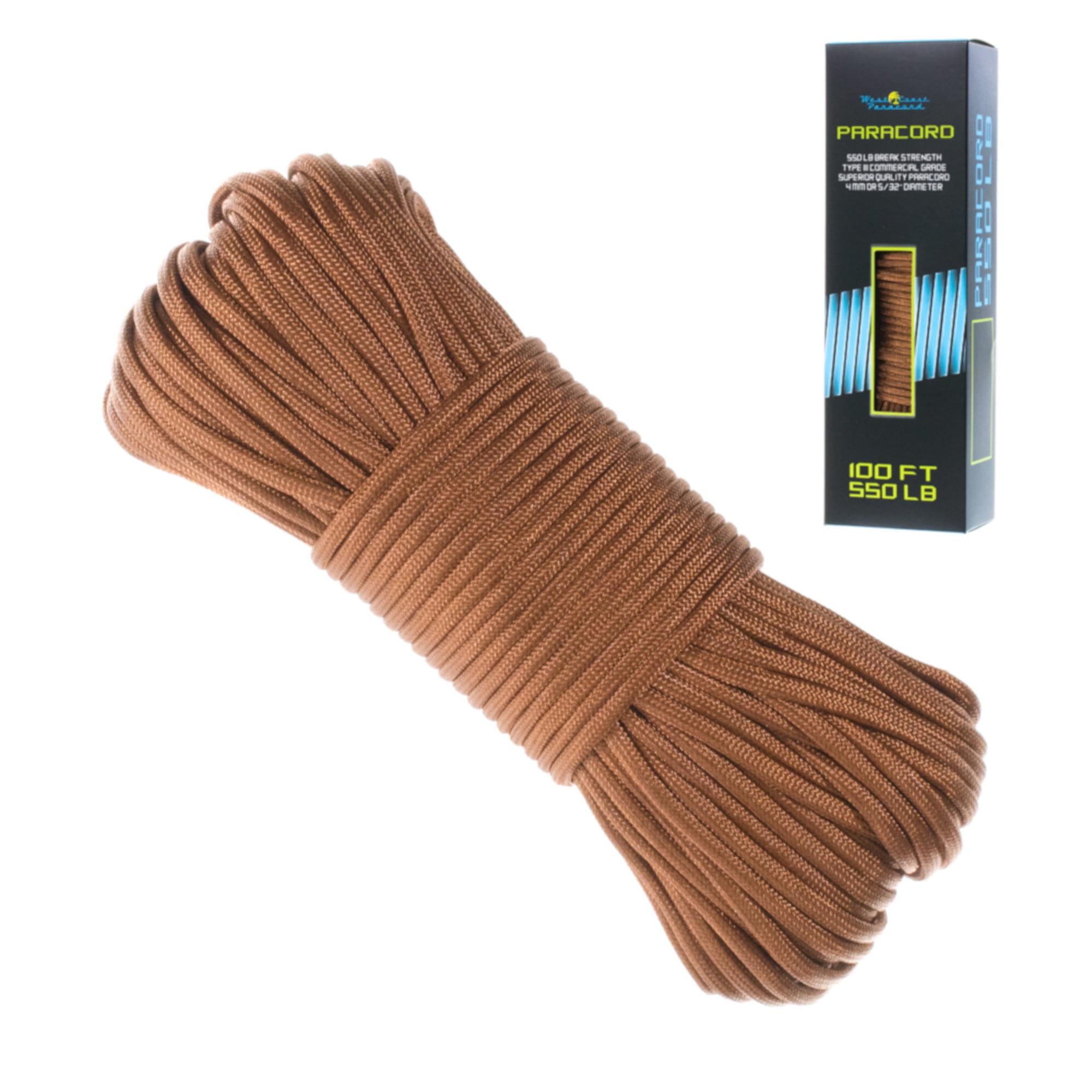 West Coast Paracord 550 Paracord - Type III Parachute Cord - 100 Foot ...