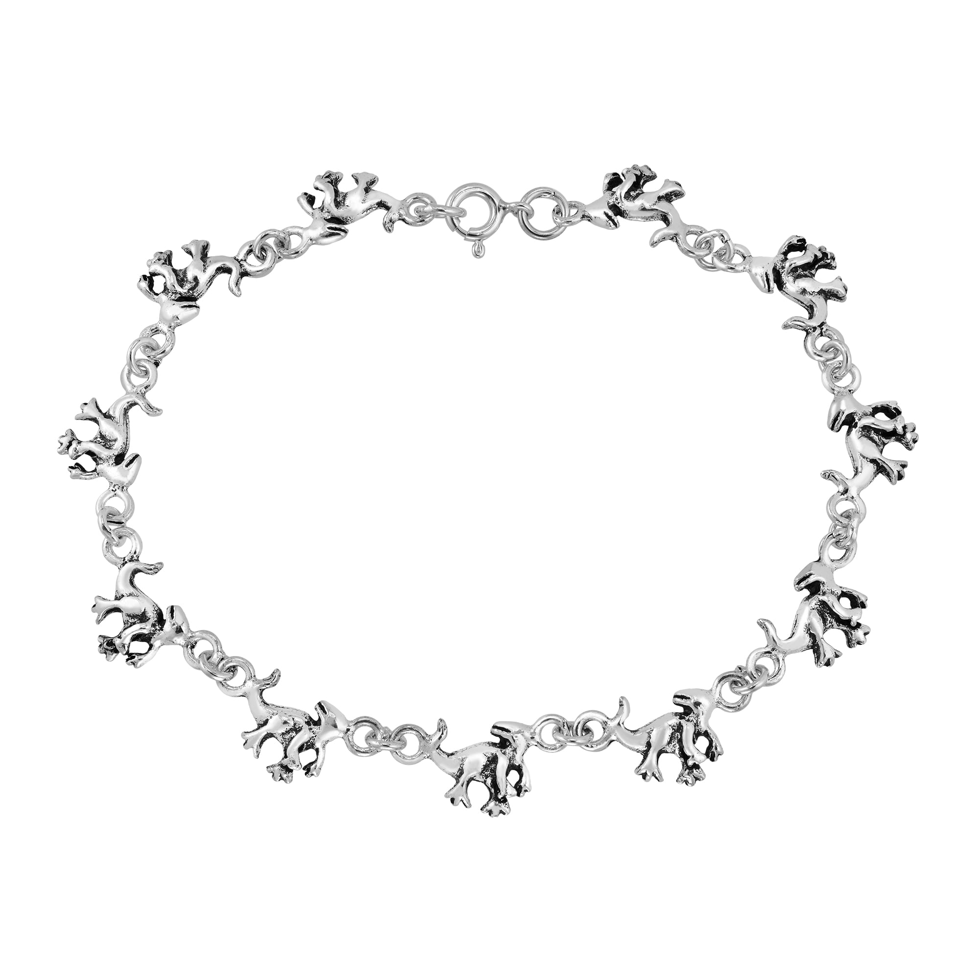 Fun Dinosaur Chain Link 925 Sterling Silver Bracelet | Tyrannosaurus ...