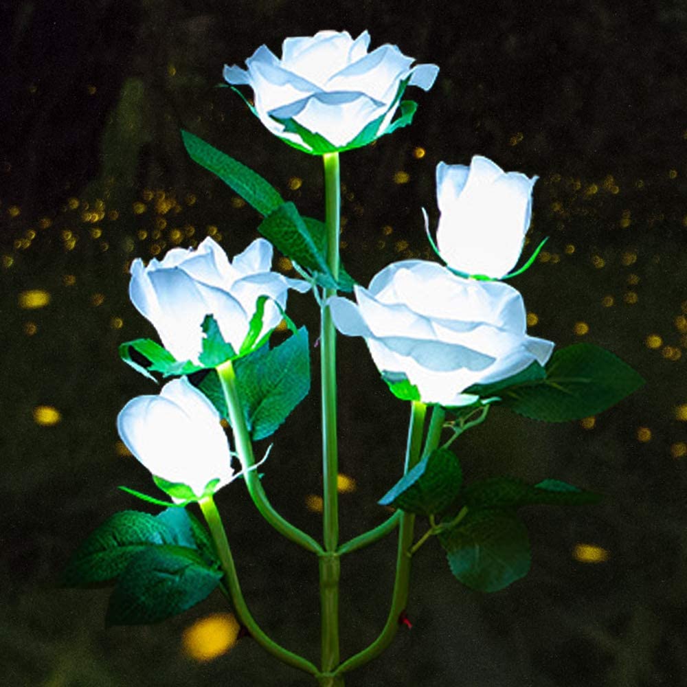 Solar Lights Outdoor Rose Flower, 1 Pack Solar Powered Garden ...