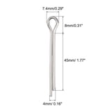 Uxcell Split Cotter Pin, 4mm x 45mm Stainless Steel Clip Fastener ...