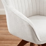 Art Leon Mid Century Swivel Accent Chair, Fabric, Beech Wood Legs, Off ...