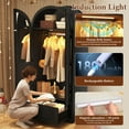 Arched Wardrobe Closet with LED Sensor Light & Hidden Mirror, Farmhouse ...