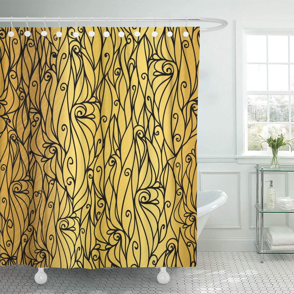 KSADK Yellow Cirle Gold and Black Abstract Scrolls Swirls Great for ...