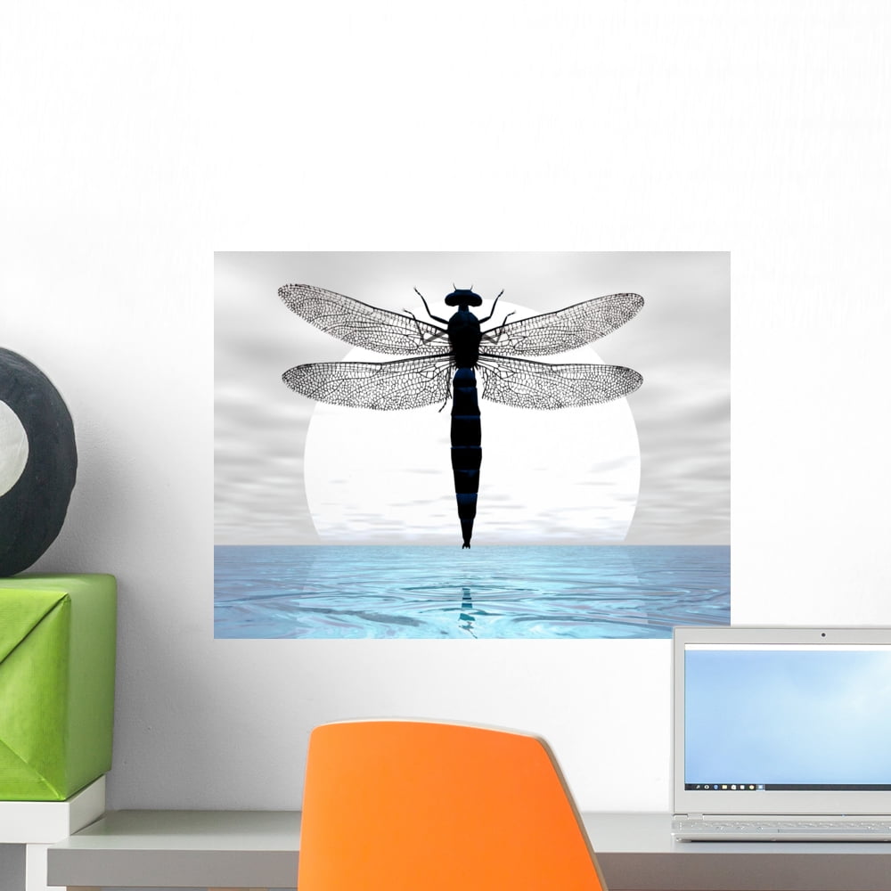 Dragonfly Moon Wall Mural by Wallmonkeys Peel and Stick Graphic (18 in ...