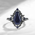 Coffin Cut Blue Sandstone Crescent Moon Ring – Gothic Celestial ...