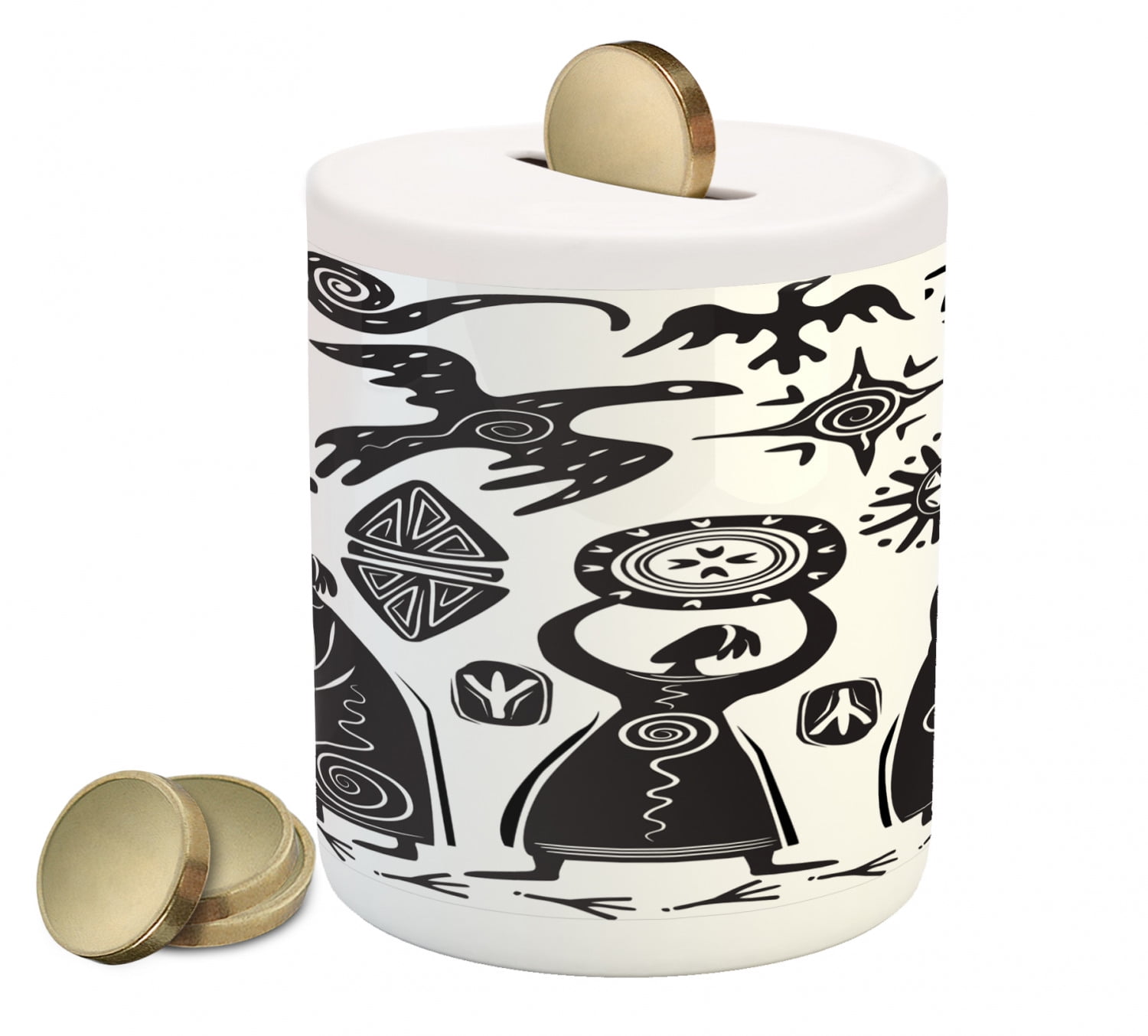 Prehistoric Piggy Bank, Dancing Shaman Eagle Sun Snake Cave Drawing ...