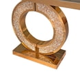 Hommoo Modern O-Shaped Mirrored Glass Console Table with Crushed ...