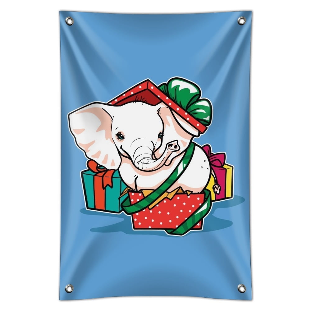 White Elephant In Present Gift Box Holiday Christmas Home Business ...