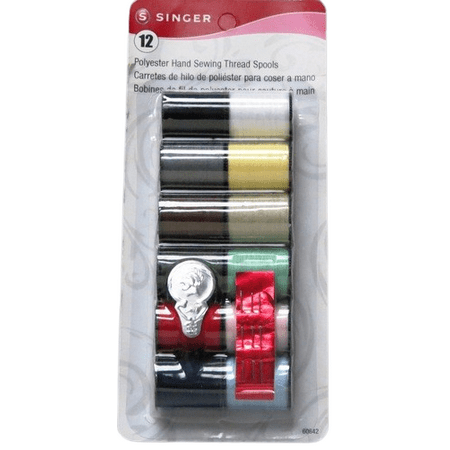 Singer 12 Polyester Hand Sewing Thread Spools, Assorted Colors - 25 Yds ...