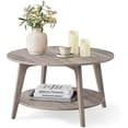 Collection - Round Coffee Table, 2-Tier Center Table with Storage ...