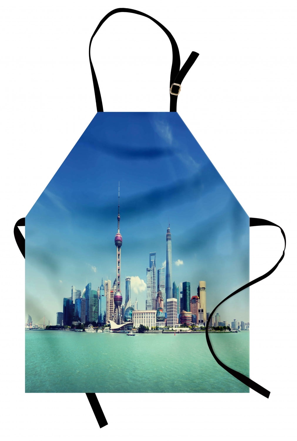 China Cityscape Apron Shanghai Skyline Pudong River Scene Skyscrapers ...