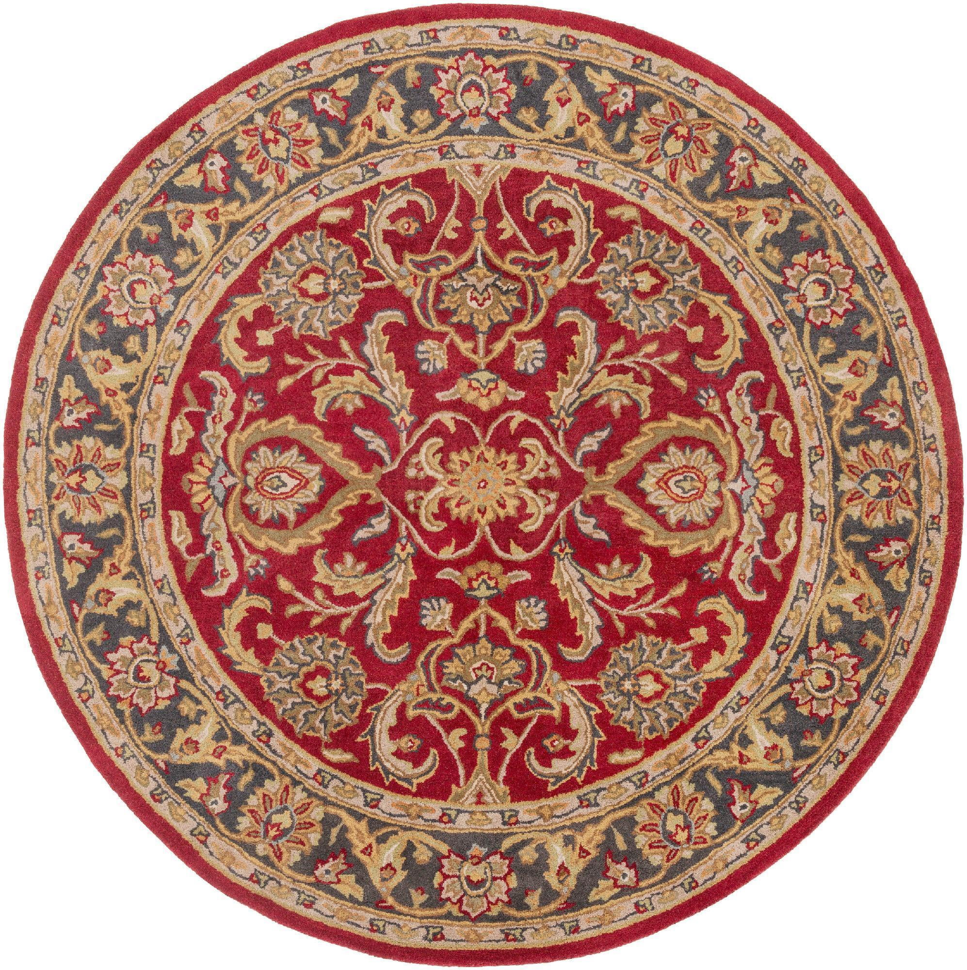 Mark&Day Area Rugs, 6ft Round Palaiseau Traditional Bright Red Area Rug ...