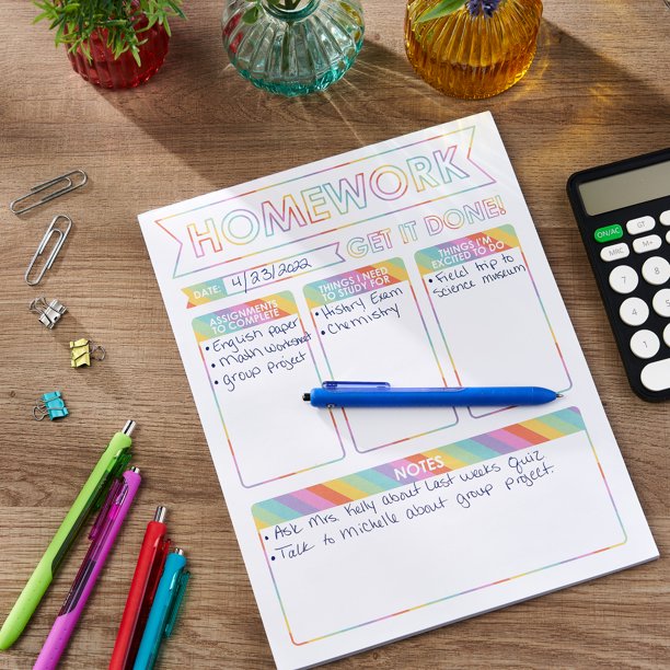 Pen+Gear Homework Planner Pad, Rainbow, 60 Sheets - Walmart.com