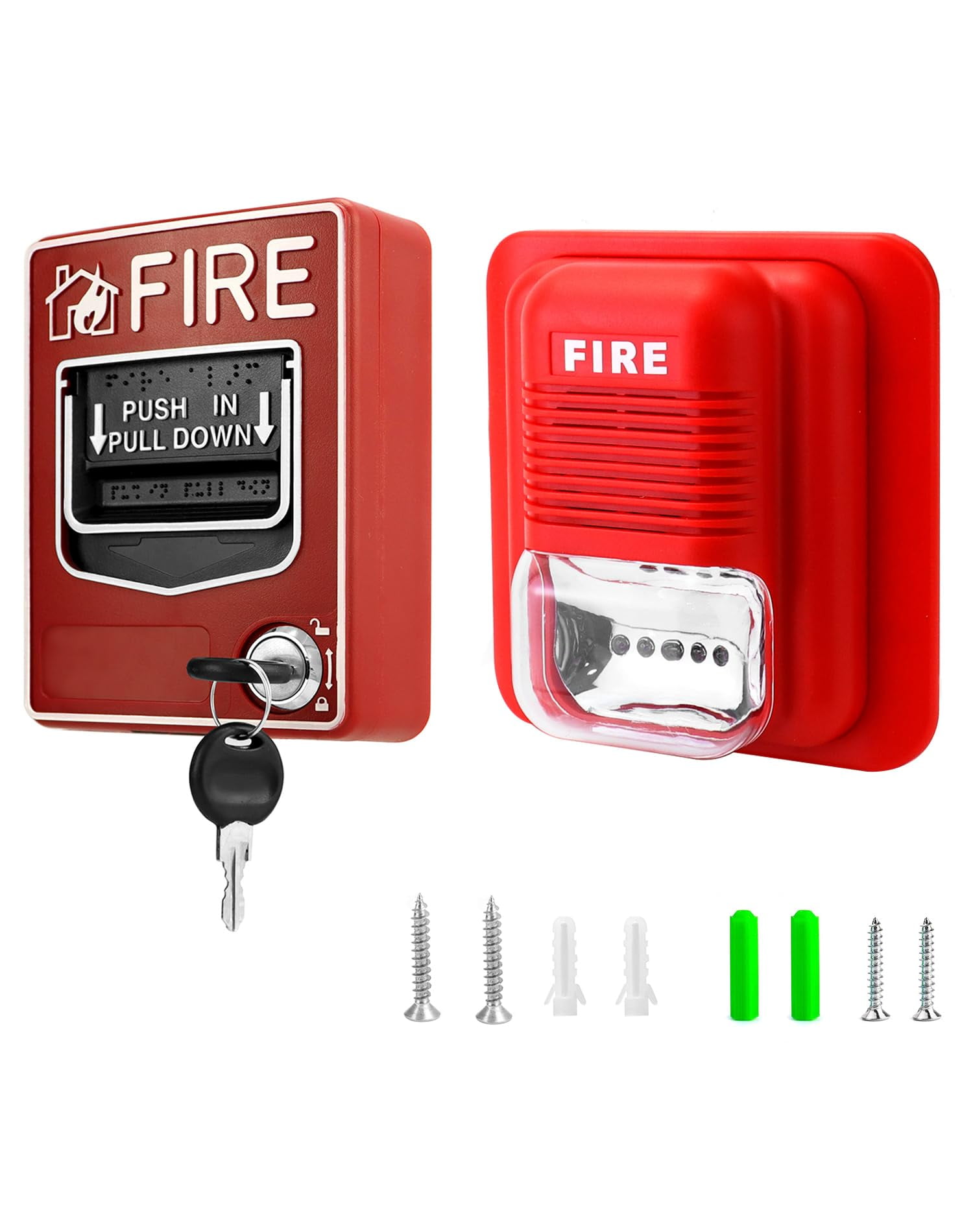 Alarma de incendios QWORK, sirena estroboscópica cableada con sonido y ...