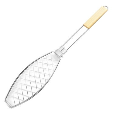 Barbecue Fish Grilling Basket Roast Meat Vegetable BBQ Tool with Wooden ...