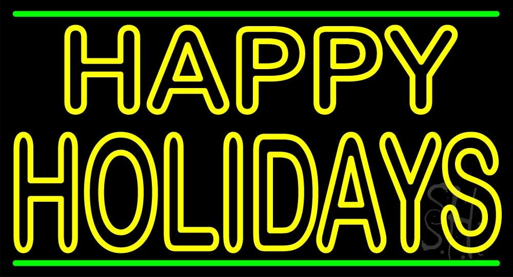 Yellow Double Stroke Happy Holidays LED Neon Sign 20 x 37 - inches ...