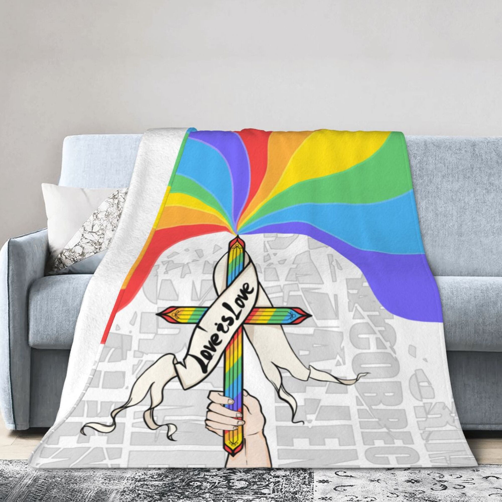 DouZhe Ultra-Soft Micro Fleece Lightweight Flannel Bed Blanket, Rainbow ...