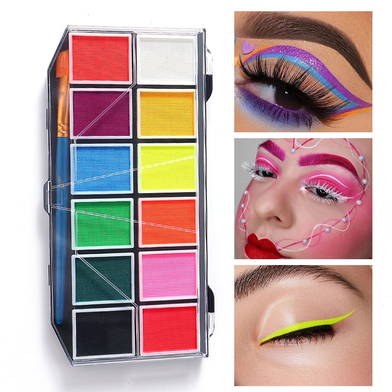 12 Colours Water-Soluble Rainbow Palette Children's Face Body Paint ...